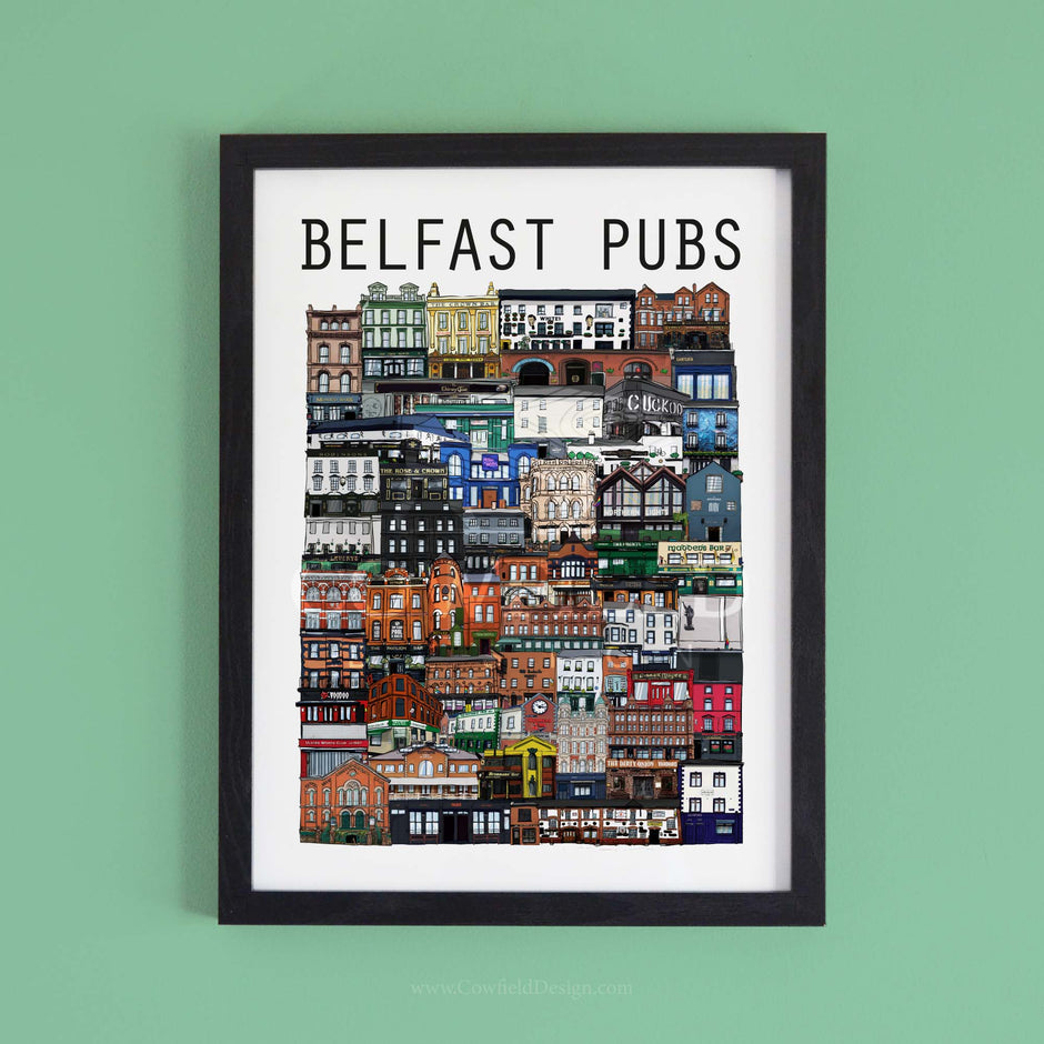 Framed Illustrated Irish Pub Prints | Cowfield Design