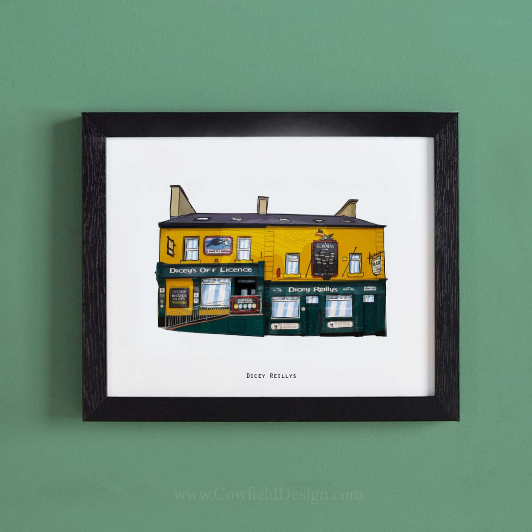 Framed Illustrated Irish Pub Prints | Cowfield Design