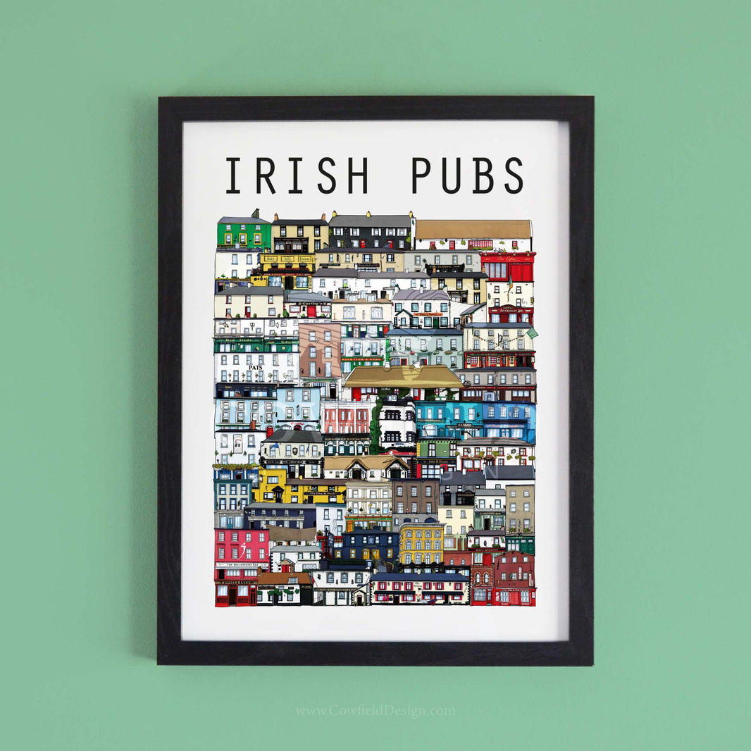 Framed Illustrated Irish Pub Prints | Cowfield Design