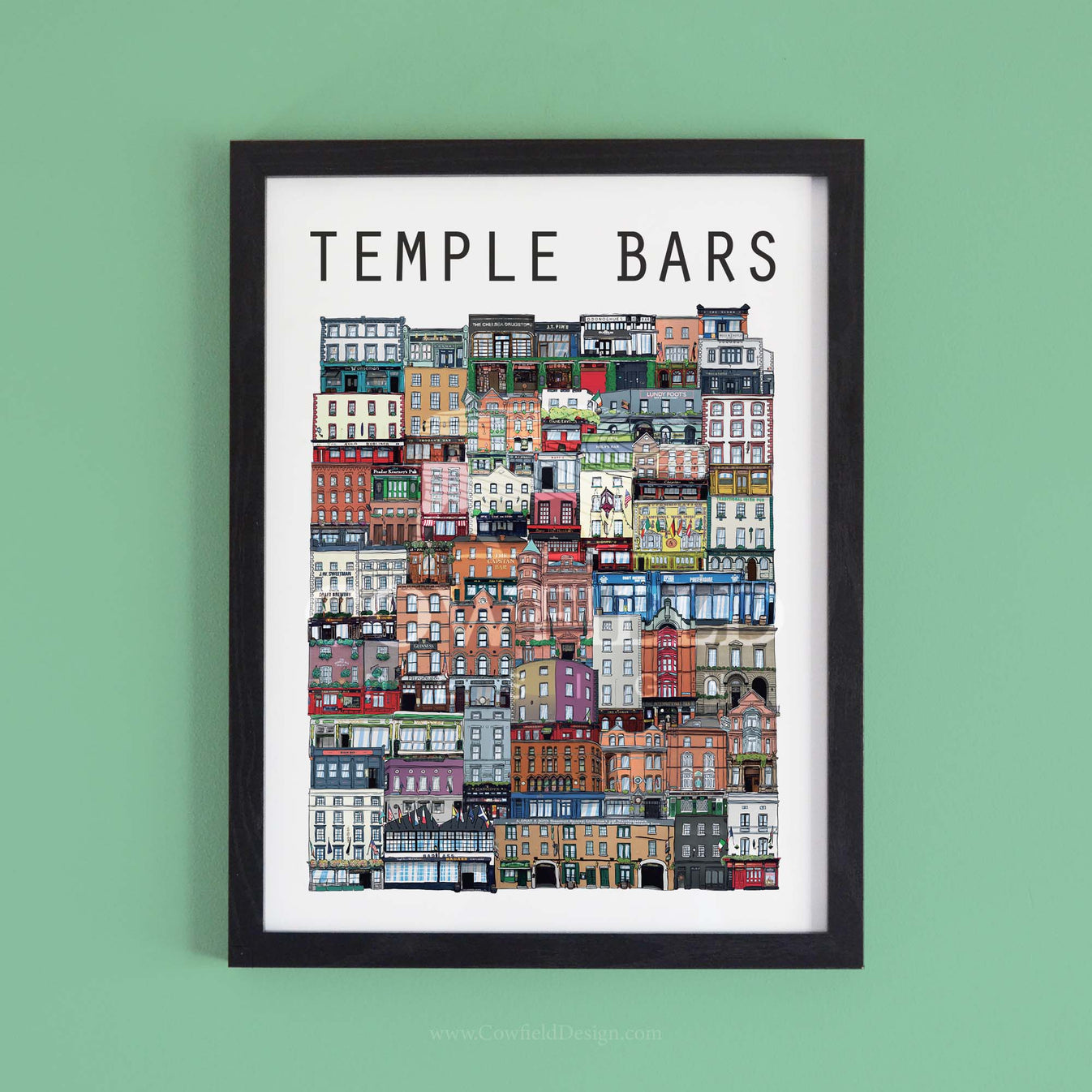 Temple Bar Pub Print | Hand Illustrated | Cowfield Design